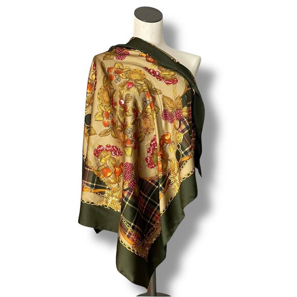 Accessories | Square Scarf Fruit Chains Plaid Tartan Autumn Equestrian ...